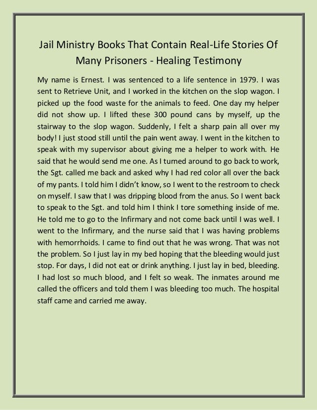 Jail ministry books that contain real life stories of many prisoners