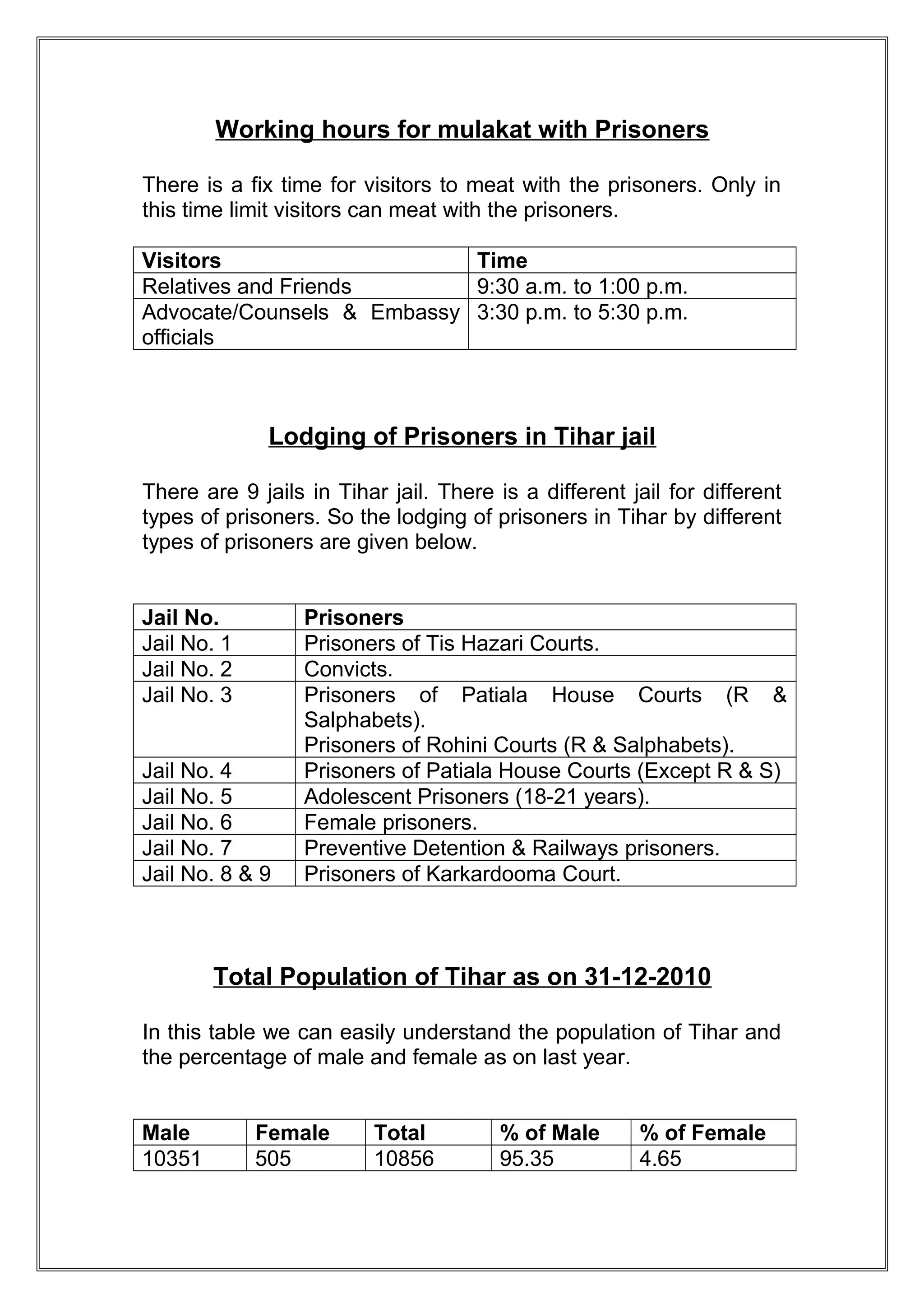 Jail Visit Report | DOC