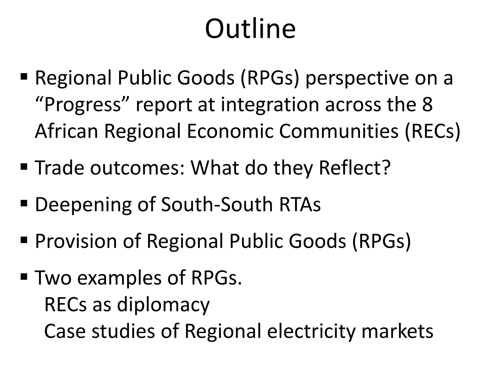 Regional Economic Cooperation: An African Perspective | PPT