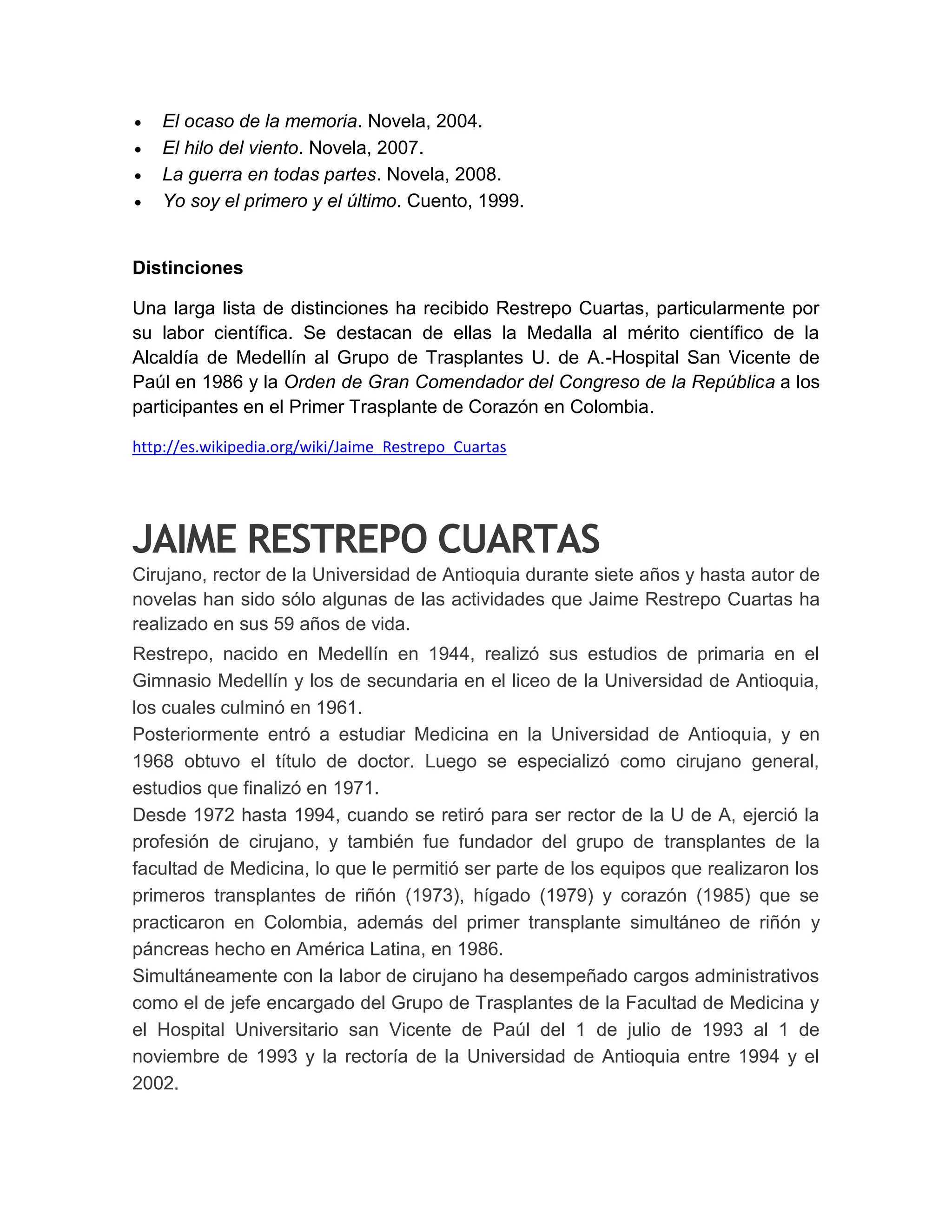 Jaime restrepo cuartas | PDF