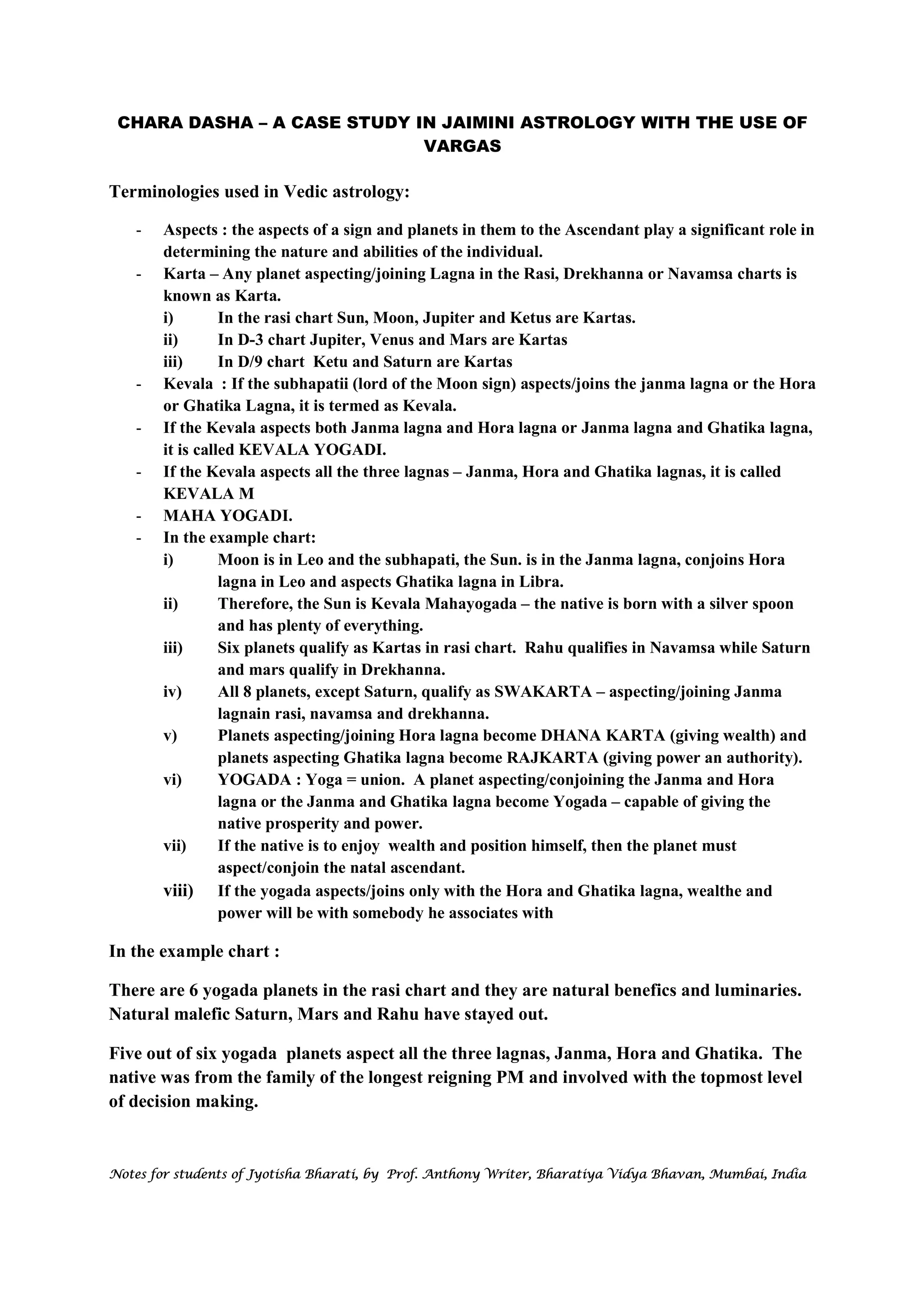 CHARA DASHA WITH THE USE OF VARGAS IN JAIMINI ASTROLOGY | PDF