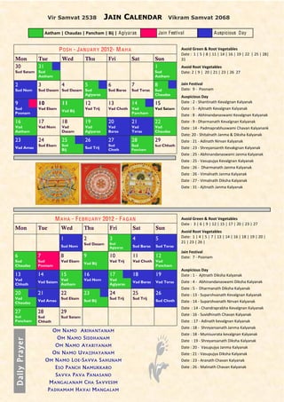 Jain calendar _2011-2012___english (3) | PDF