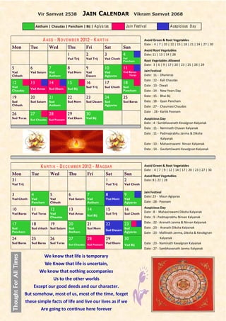 Jain calendar _2011-2012___english (3) | PDF