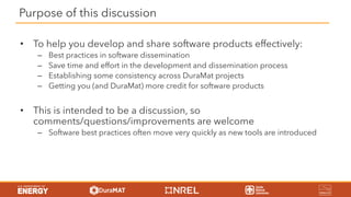 Best practices for DuraMat software dissemination | PPT