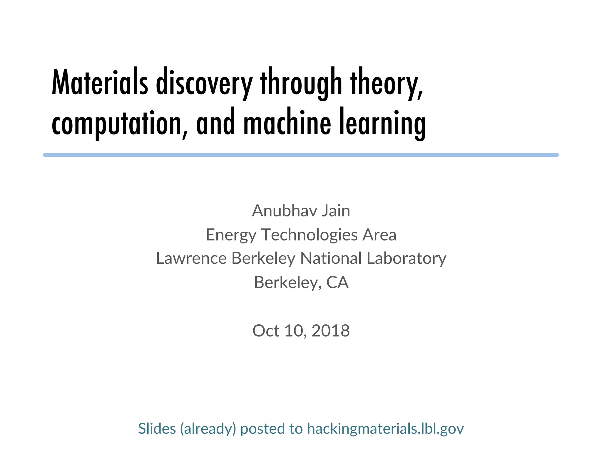 Materials Discovery Through Theory Computation And Machine Learning Pdf