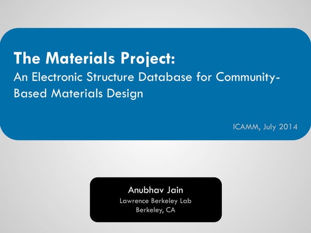 The Materials Project: An Electronic Structure Database for Community ...