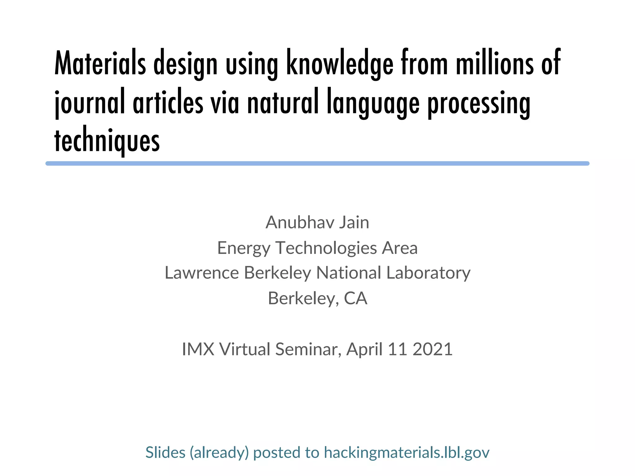 Materials design using knowledge from millions of journal articles via ...