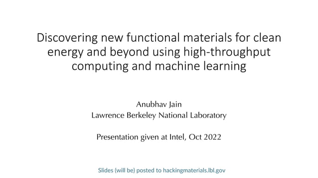 Discovering new functional materials for clean energy and beyond using ...
