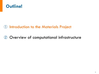 The Materials Project: overview and infrastructure | PPT