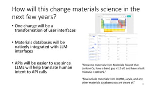 Applications of Large Language Models in Materials Discovery and Design ...