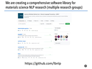 Capturing and leveraging materials science knowledge from millions of journal articles using ...
