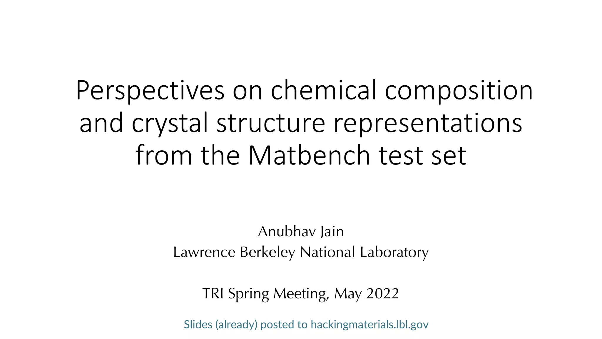Perspectives on chemical composition and crystal structure ...