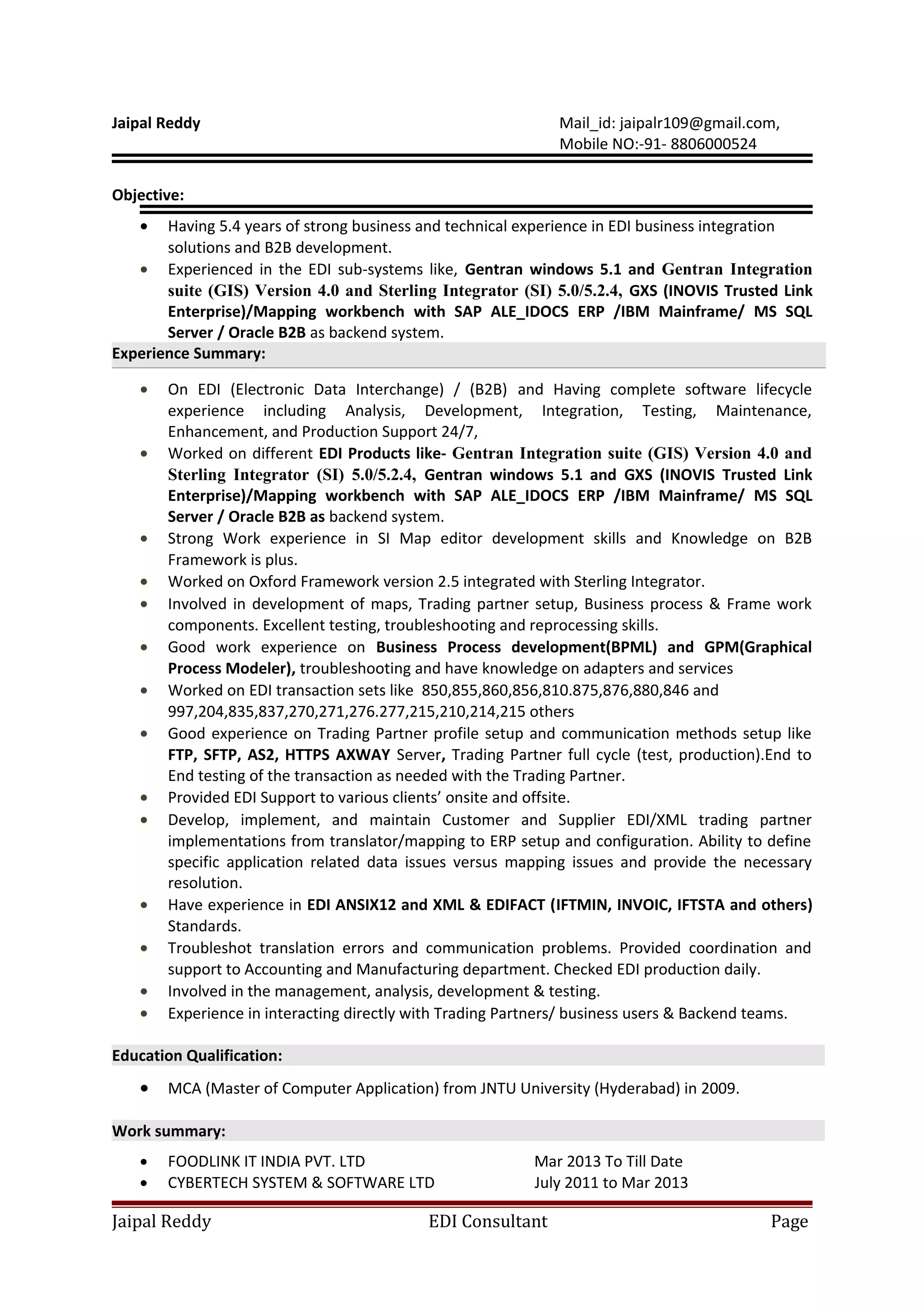 Jaipal reddy edi profile | DOC