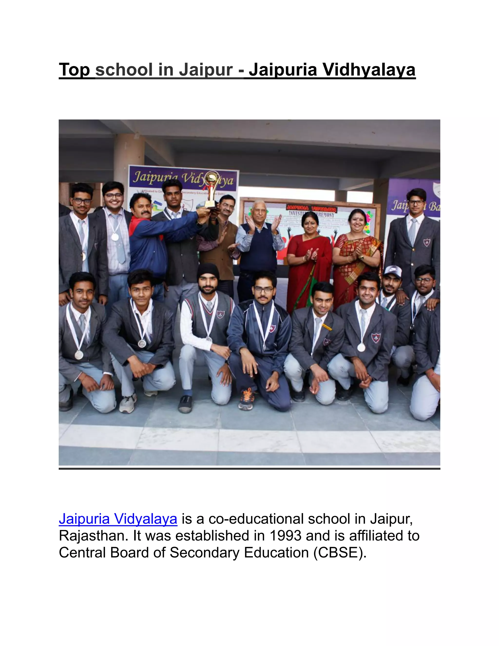 Jaipuria vidyalaya Top school in jaipur | PDF
