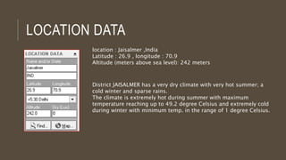 climate analysis of jaisalmer by ecotect software | PPTX