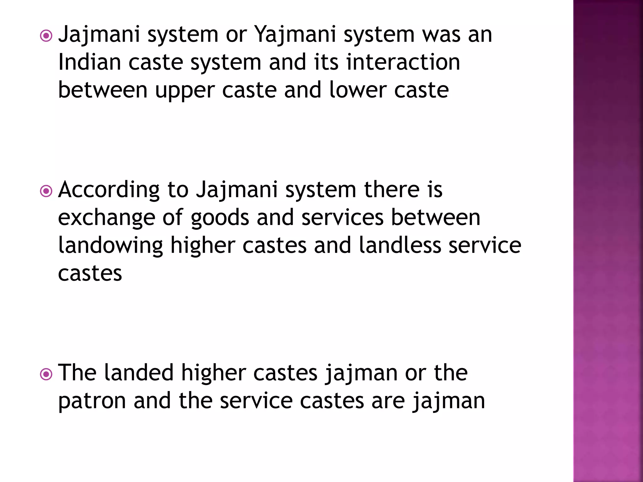 Jajmani system | PPTX