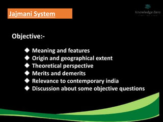 Jajmani system, Economic sociology | PPTX