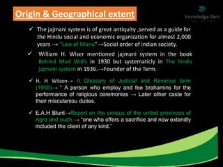 Jajmani system, Economic sociology | PPTX