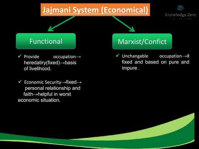 Jajmani system, Economic sociology | PPTX
