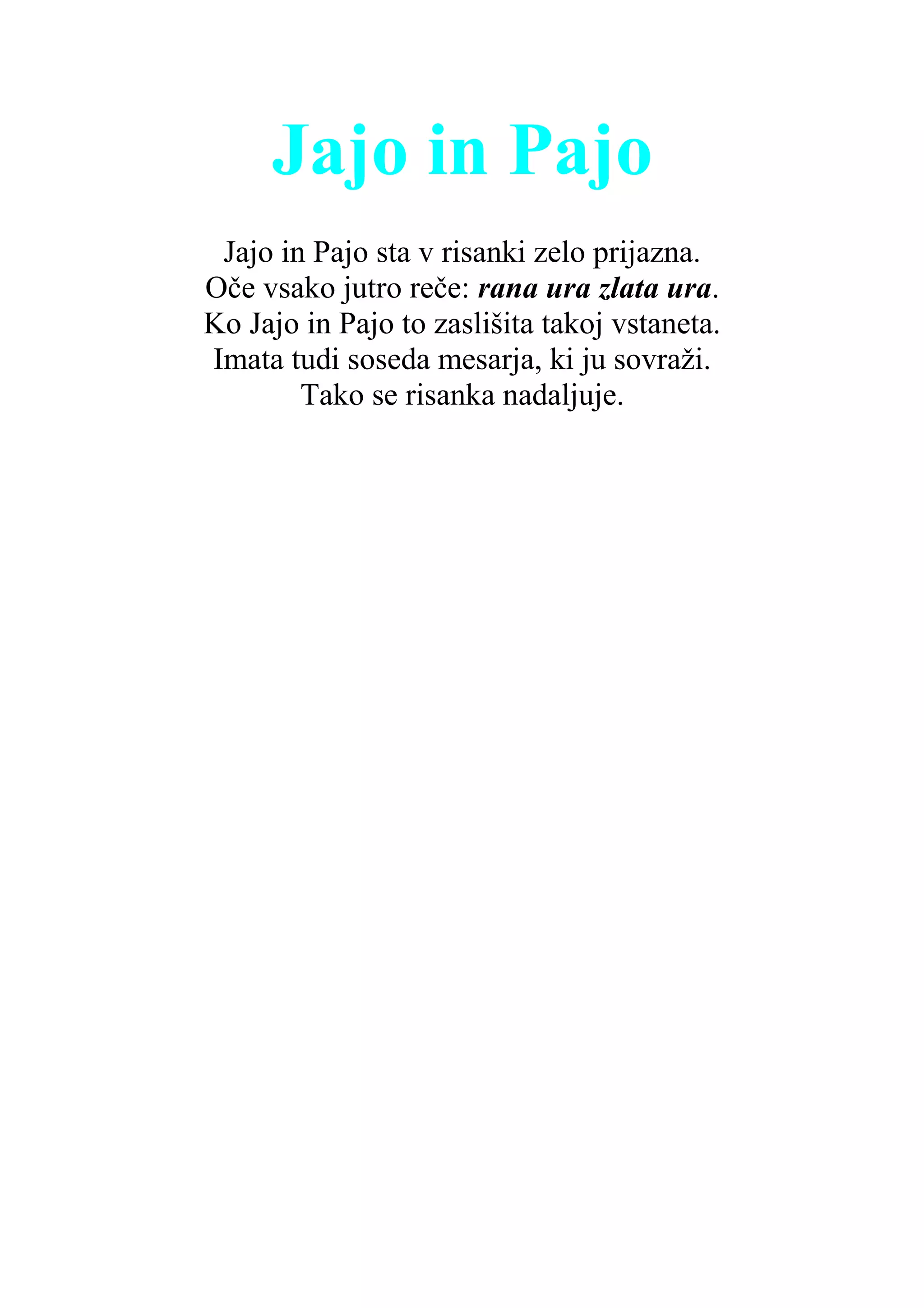Jajo In Pajo | DOC