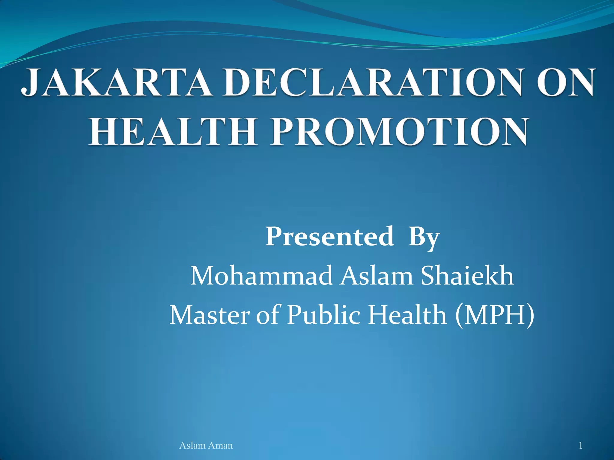 Jakarta Declaration on Health Promotion | PDF