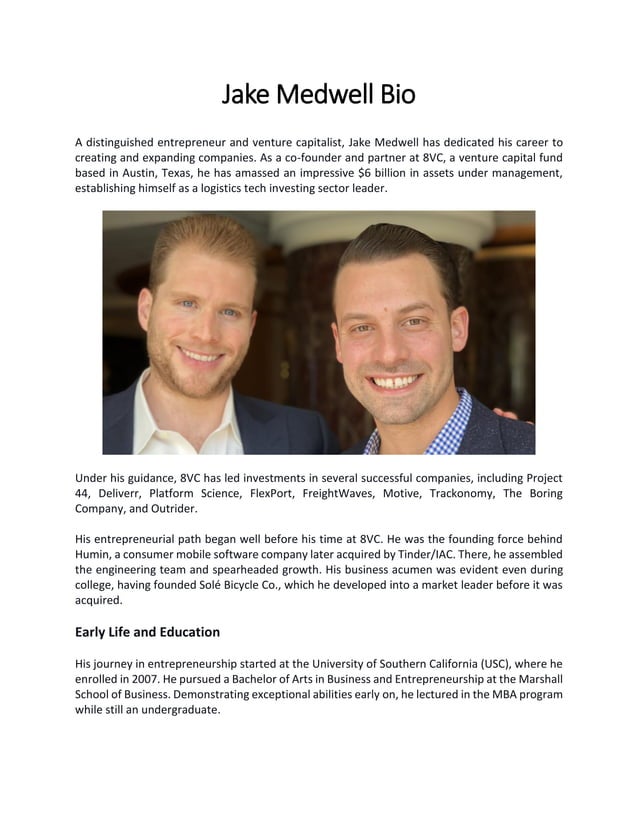 Jake Medwell Bio, Work Experience & Details.pdf | Venture Capital ...