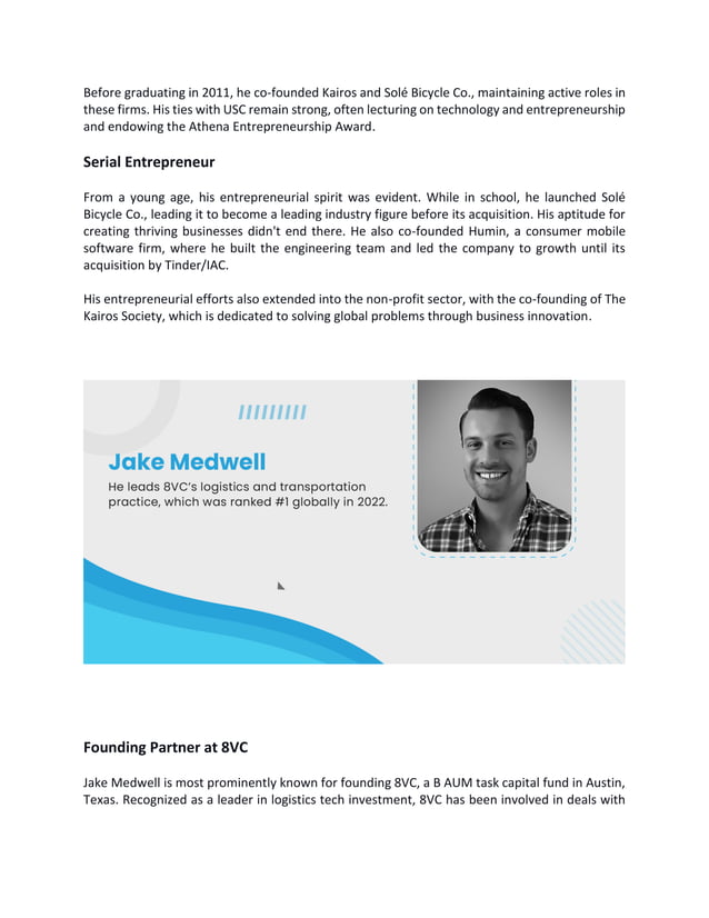 Jake Medwell Bio, Work Experience & Details.pdf | Venture Capital ...