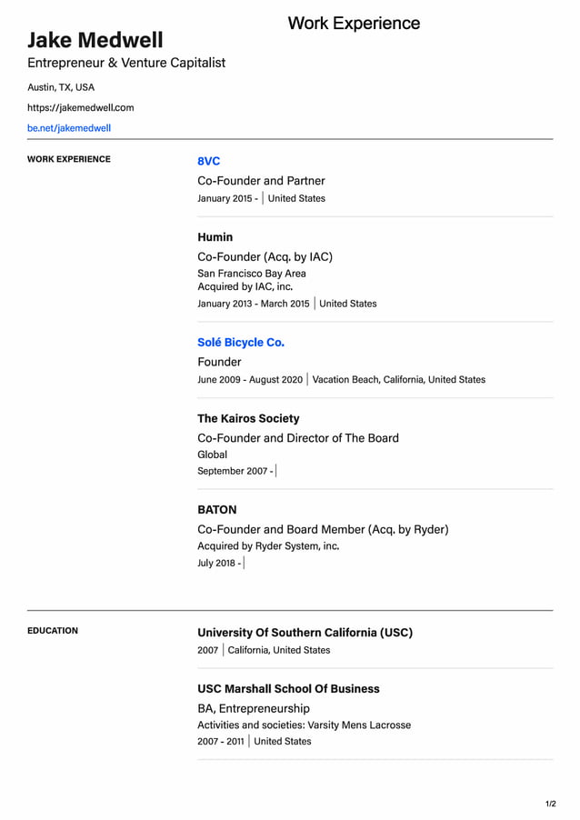 Jake Medwell Bio, Work Experience & Details.pdf | Venture Capital ...