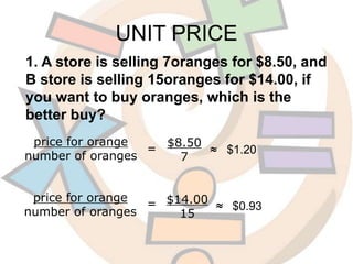 Rate,Unit rate,Unit price | PPT