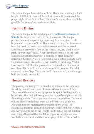 Jakhu Ropeway Ticket Rate: Affordable & Scenic Ride to Jakhu Temple | PDF