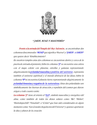 Jakin, Boaz y Masoneria | PDF