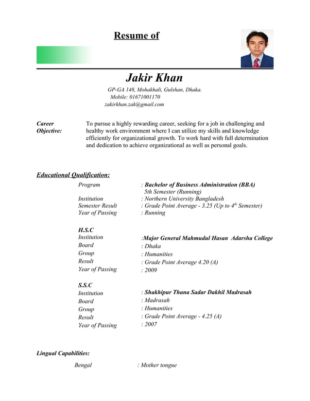 Jakir khan CV | PDF
