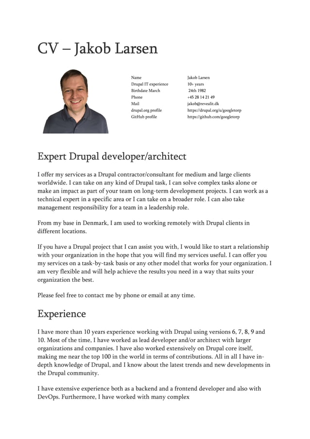 Jakob Larsen - CV | PDF