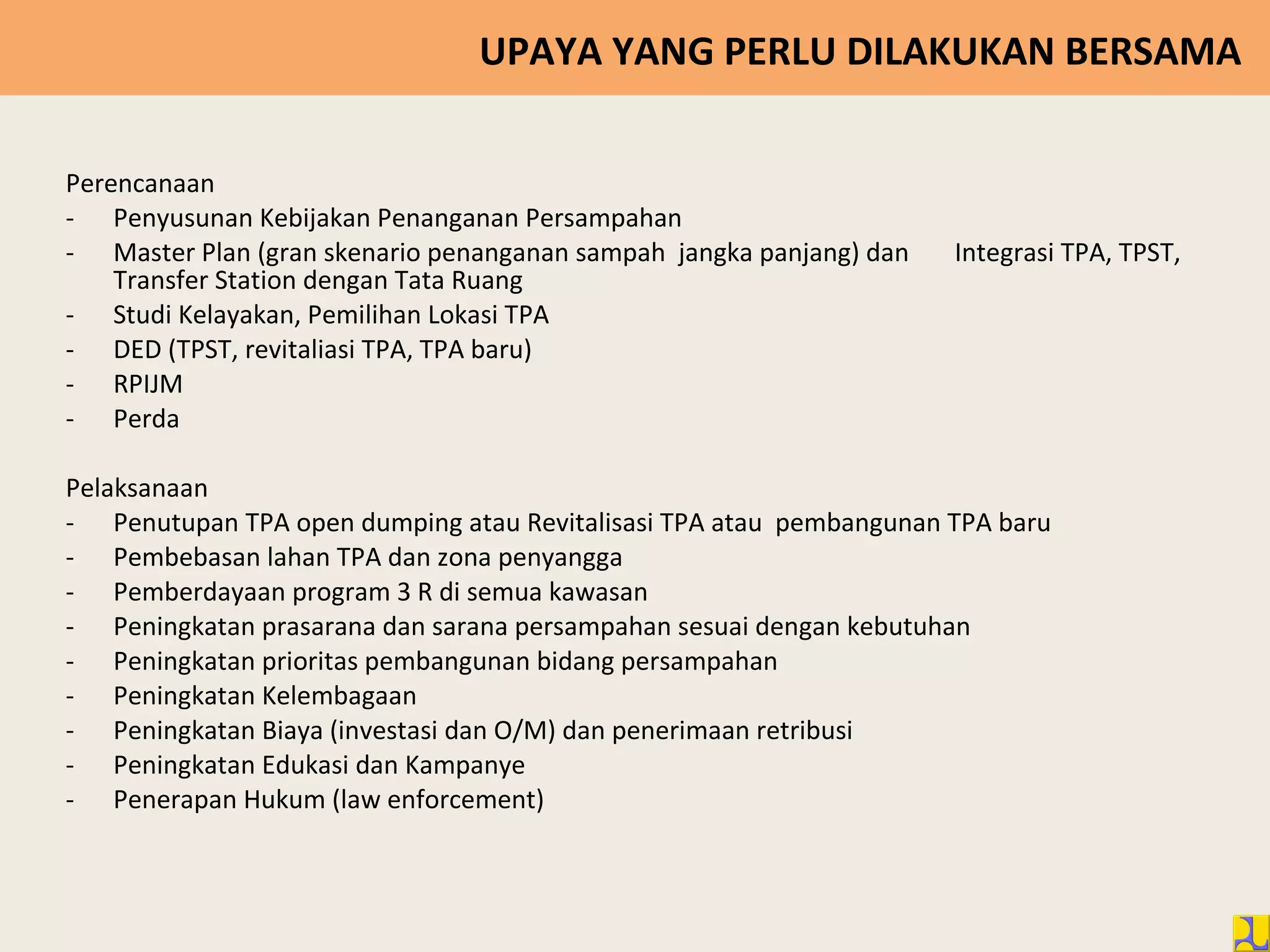 Jakstra Pengelolaan Air Limbah Dan Persampahan (Indowater 18 Juni 09) | PPT