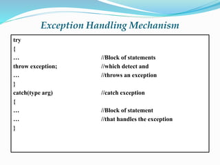 Exception Handling in Java | PPTX | Programming Languages | Computing