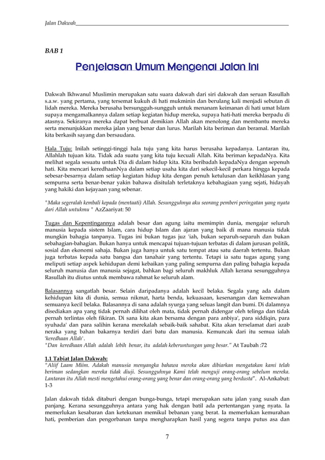 Jalan Dakwah by Al Ustaz Mustafa Masyhur | PDF