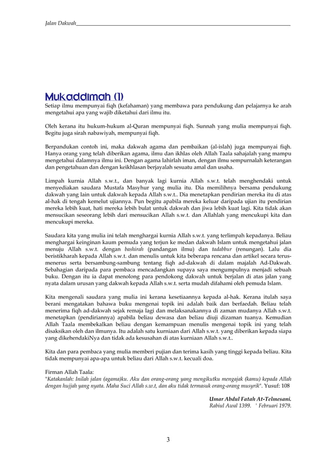 Jalan dakwah mustafa masyhur | PDF