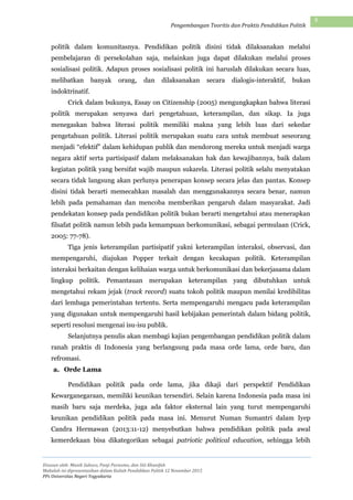 Jalan Panjang Pendidikan Politik Indonesia (Sebuah Kajian Teoritis dan ...