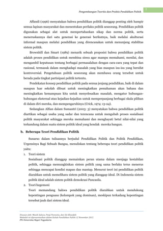 Jalan Panjang Pendidikan Politik Indonesia (Sebuah Kajian Teoritis dan ...