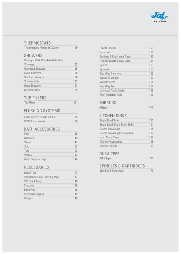 Jal Bath Fittings Catalogue | PDF
