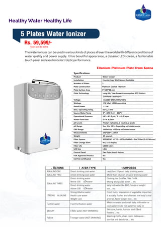 Water Ionizer & RO Water Purifier | PDF