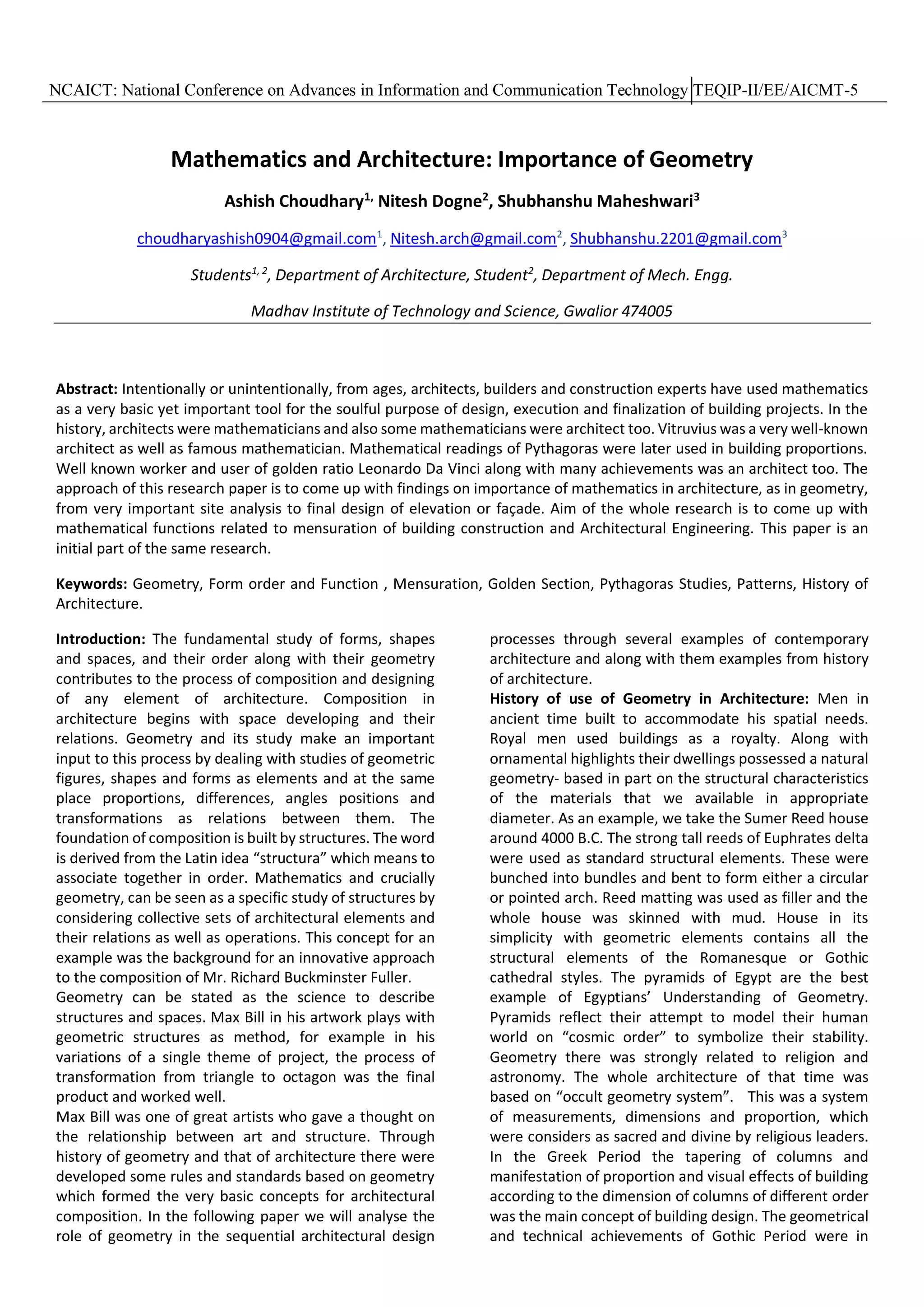 mathematics and architecture | PDF