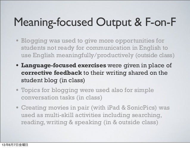 Effective Implementation of Meaning-focused Output Activities for Ja…