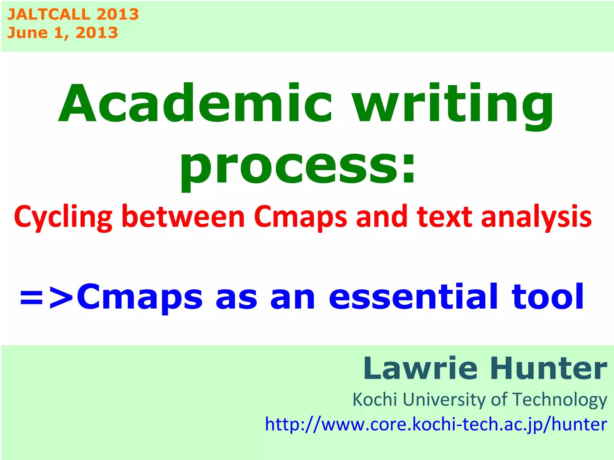 Academic writing process: Cmaps as an essential tool (JALTCALL 2013 ...
