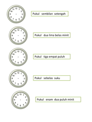 muka jam - masa dan waktu tahun 3 | PPTX