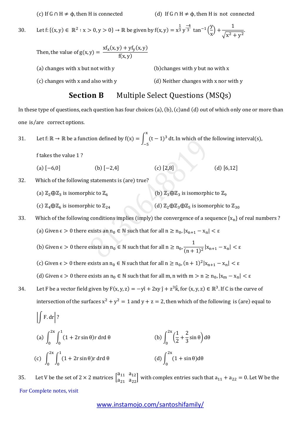 IIT Jam Mathematics 2015 Question Paper Solution