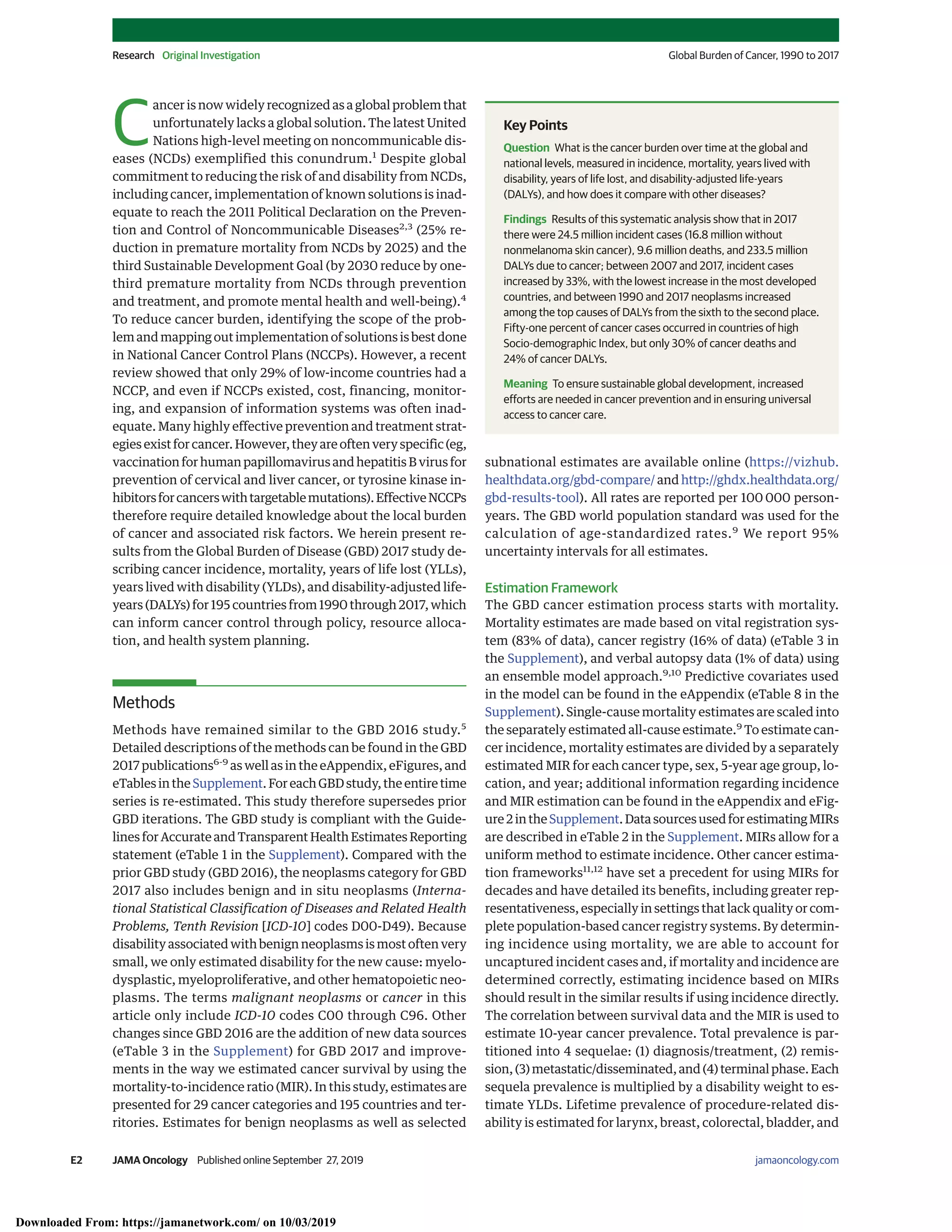 The Global Burden of Disease (GBD) study | PDF