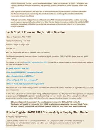Jamb 2020 | PDF