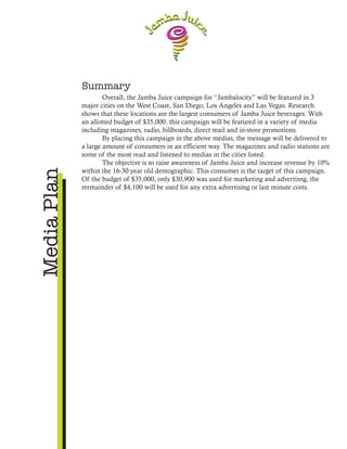 Jamba Juice Design Brief and Campaign | PDF