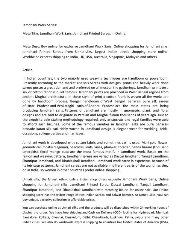 Jamdhani work | DOCX